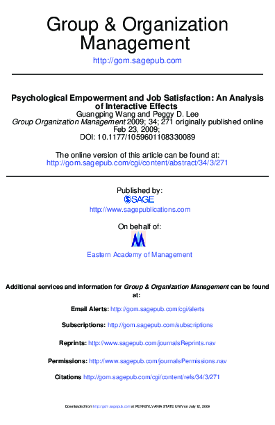 (PDF) Psychological empowerment and job satisfaction between Baby ...