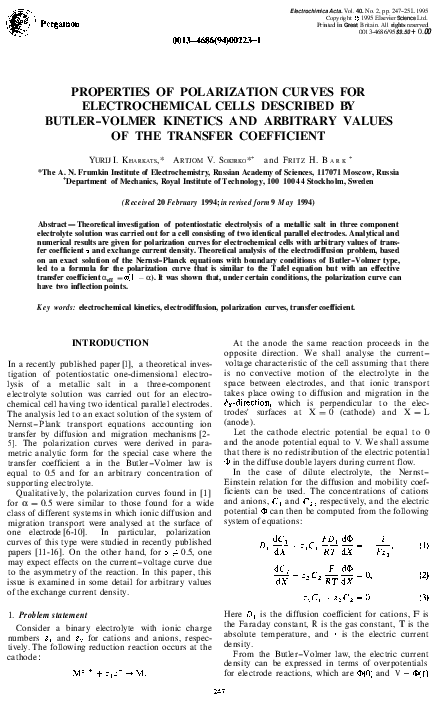 (PDF) Polarization Curves in Electrochemical Cells with Butler-Volmer ...