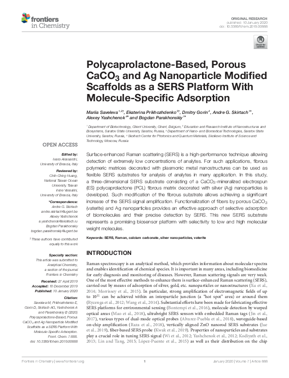 (PDF) Polycaprolactone-Based, Porous CaCO 3 and Ag Nanoparticle Modified Scaffolds as a SERS ...
