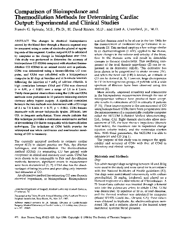 (PDF) Comparison of bioimpedance and thermodilution methods for ...