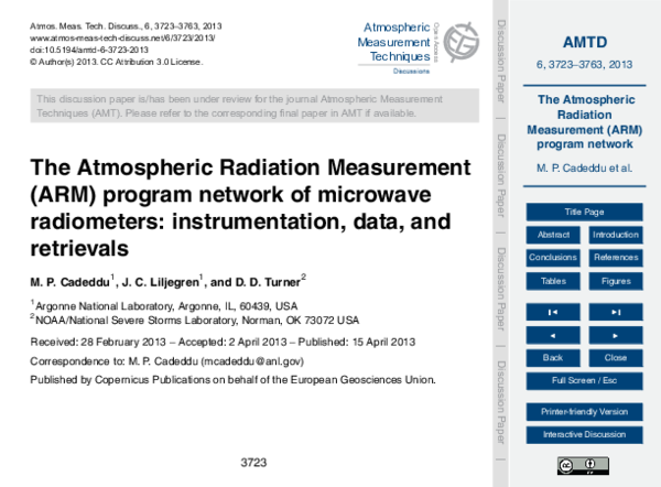 The Atmospheric radiation measurement (ARM) program network of ...
