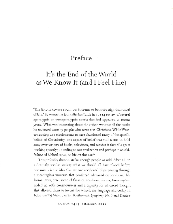 (PDF) It's the End of the World as We Know It (and I Feel Fine)