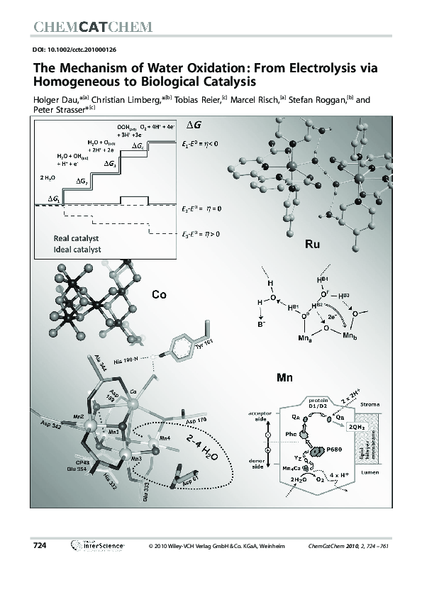 (PDF) The Mechanism of Water Oxidation: From Electrolysis via ...