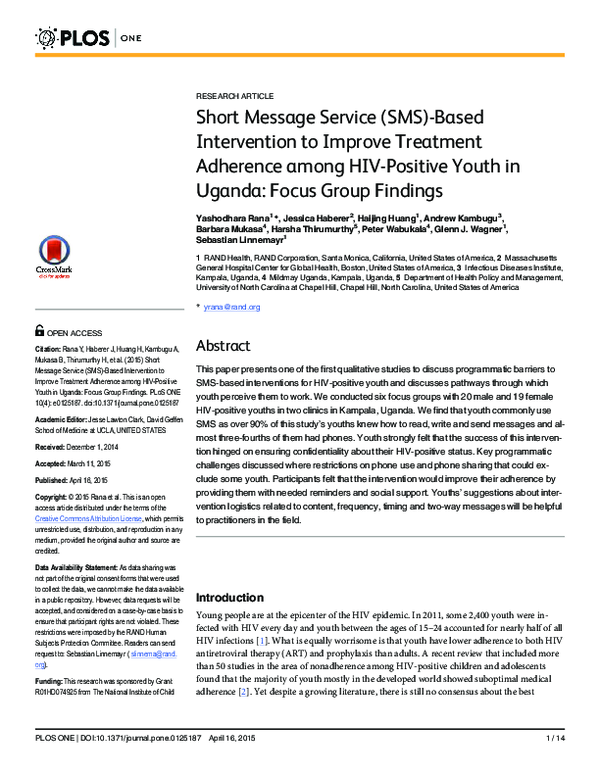 (PDF) Short Message Service (SMS)-Based Intervention to Improve ...