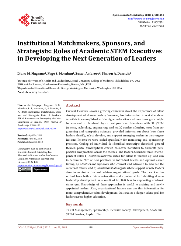 (PDF) Institutional Matchmakers, Sponsors, and Strategists: Roles of ...