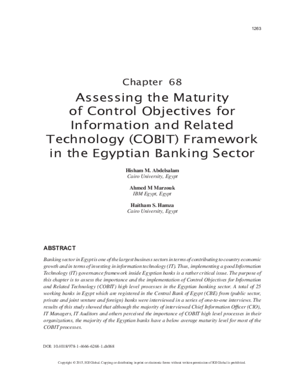 (PDF) Assessing the Maturity of Control Objectives for Information and ...