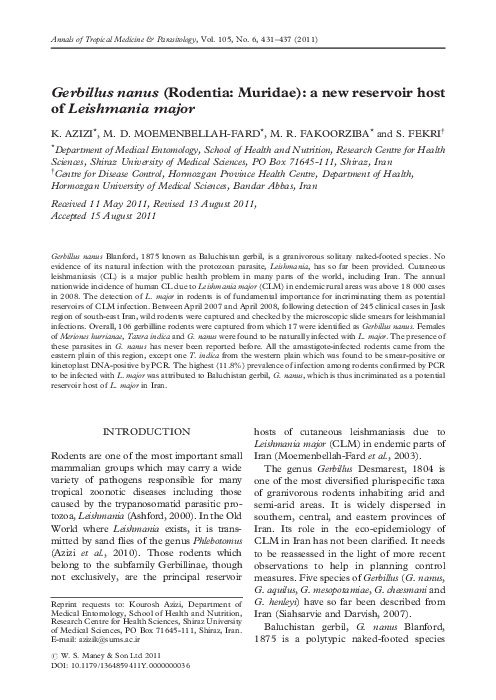 (PDF) Gerbillus nanus (Rodentia: Muridae): a new reservoir host of ...
