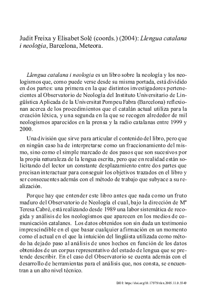 (PDF) Judit Freixa y Elisabet Solé (coords.) (2004): Llengua catalana i ...