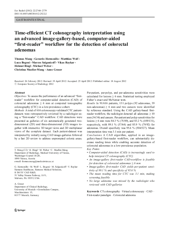 Pdf Time Efficient Ct Colonography Interpretation Using An Advanced Image Gallery Based