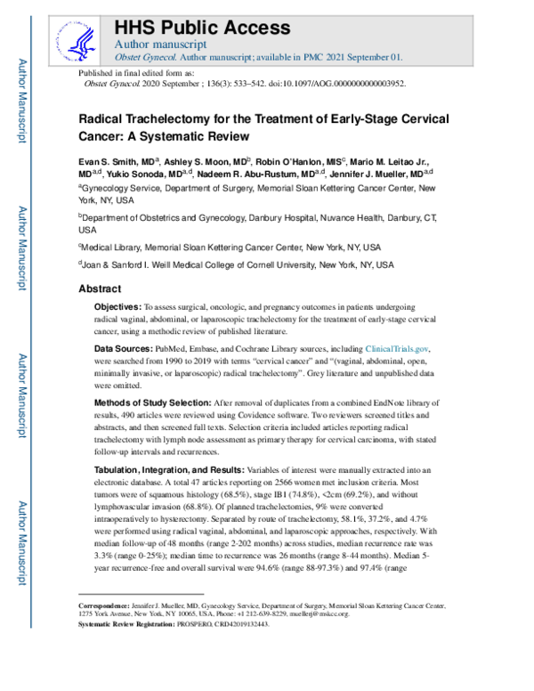 (PDF) Radical Trachelectomy for the Treatment of Early-Stage Cervical ...