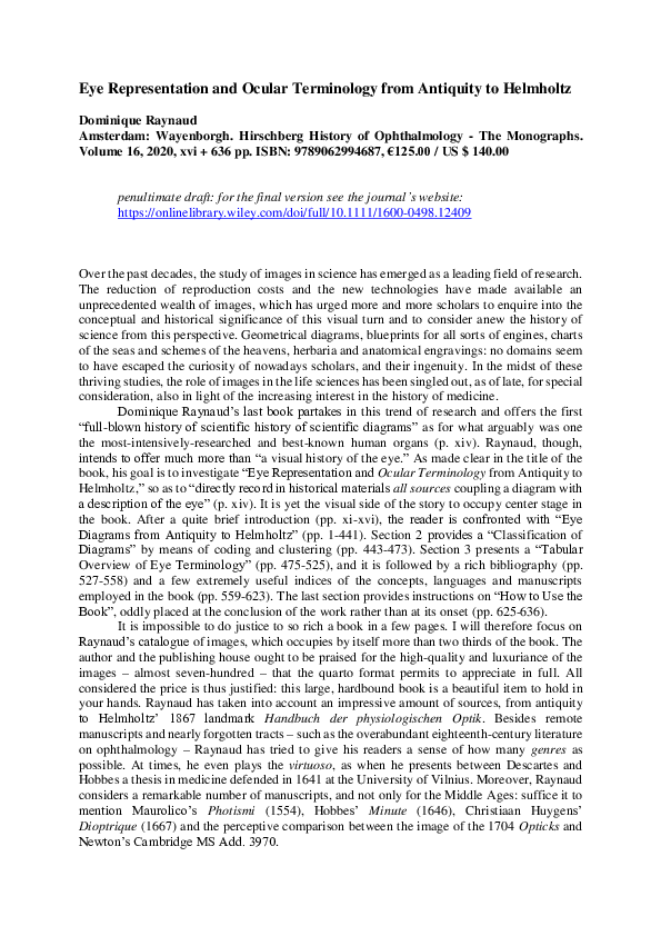 (PDF) Dominique Raynaud, Eye representation and ocular terminology from ...