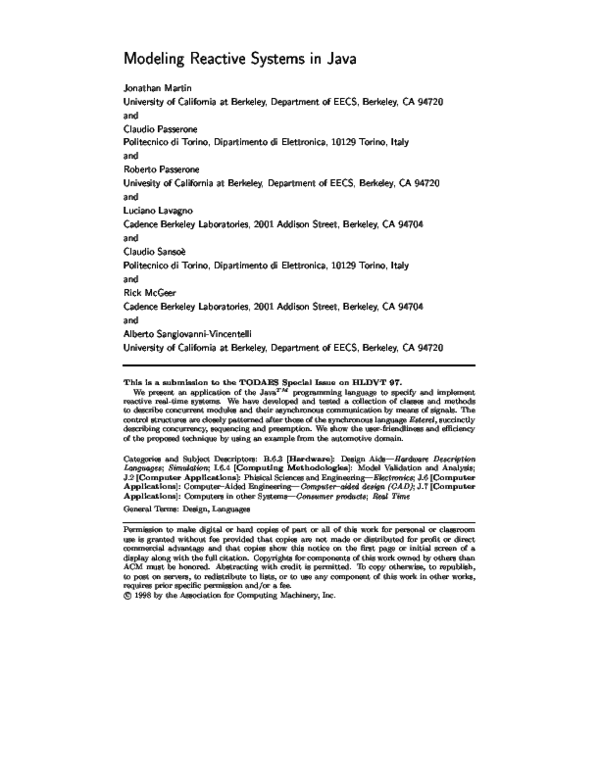 (PDF) Modeling reactive systems in Java (PDF) Modeling reactive systems in Java