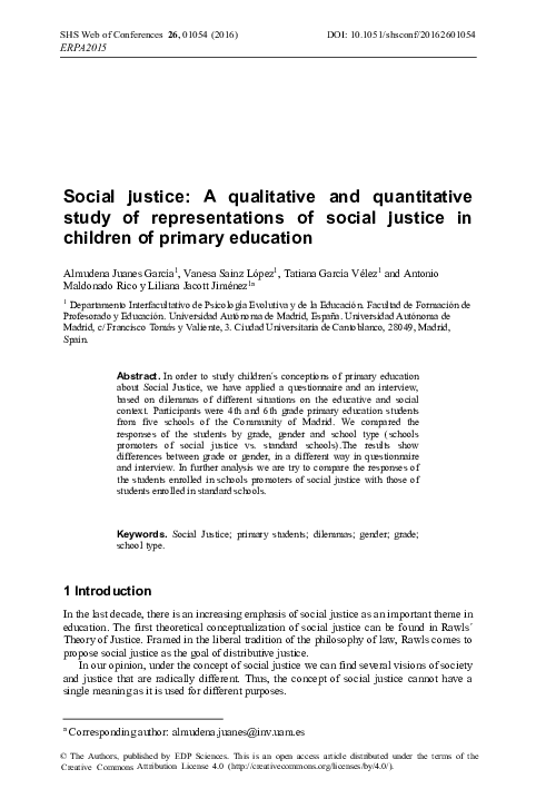(PDF) Social justice: A qualitative and quantitative study of ...