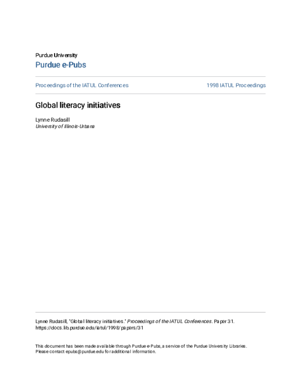 (PDF) Global literacy initiatives