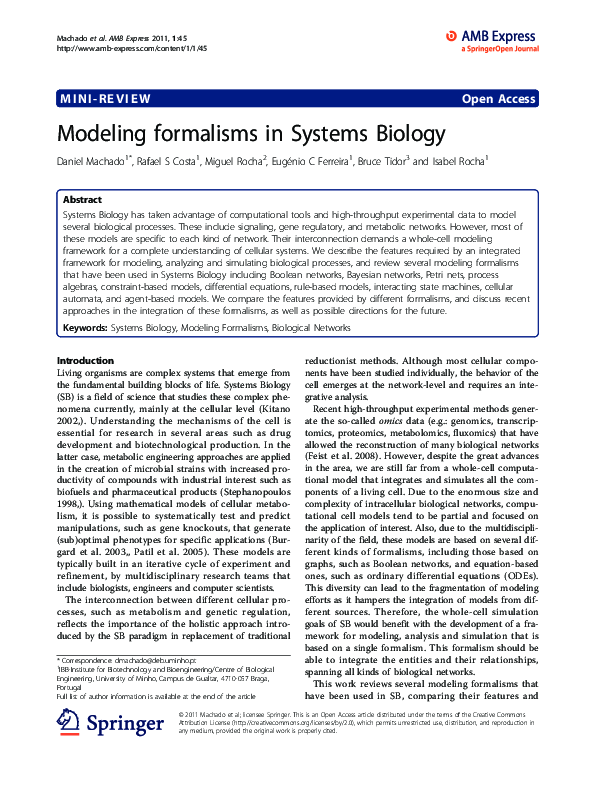 (PDF) Integrating Modeling Formalisms in Systems Biology