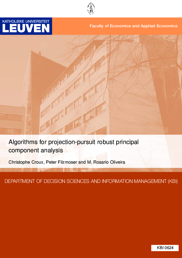 (PDF) Algorithms for Projection - Pursuit robust principal component analysis