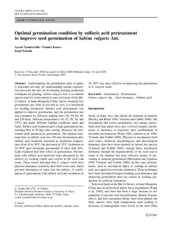 (PDF) Optimal germination condition by sulfuric acid pretreatment to ...