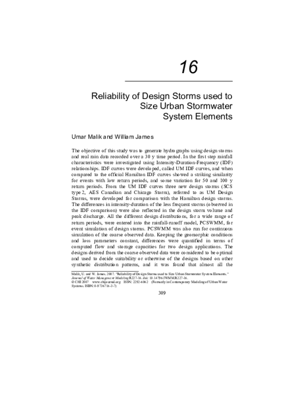 (PDF) Reliability of Design Storms used to Size Urban Stormwater System ...