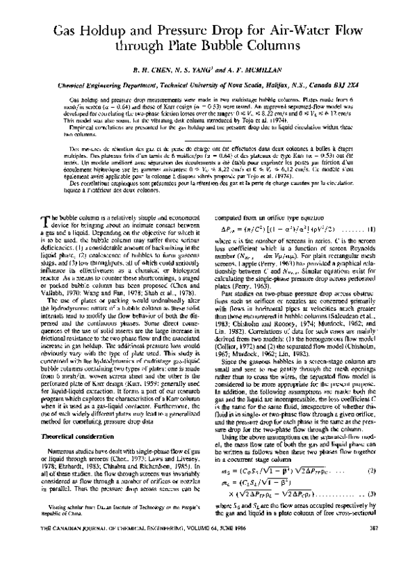 (PDF) Gas holdup and pressure drop for air-water flow through plate ...