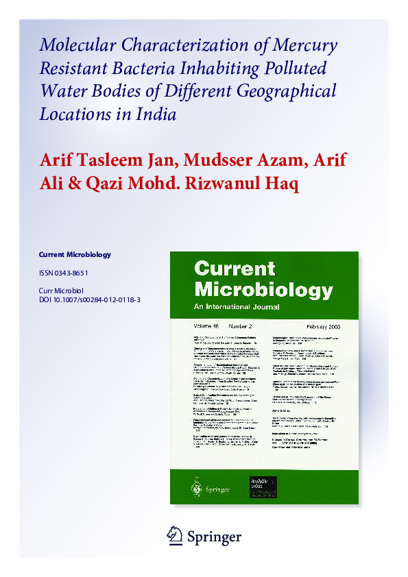 (PDF) Molecular Characterization of Mercury Resistant Bacteria ...