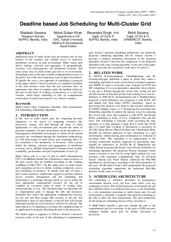 (PDF) Deadline based Job Scheduling for Multi-Cluster Grid | Shailesh Saxena - Academia.edu