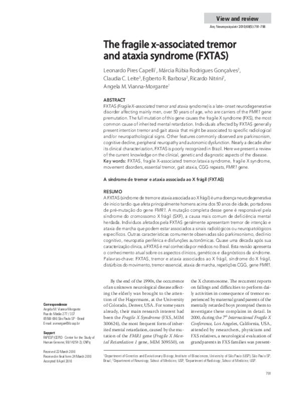 (PDF) The fragile x-associated tremor and ataxia syndrome (FXTAS ...