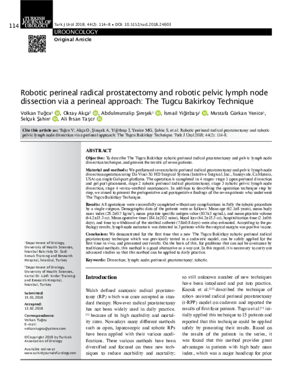 (PDF) Robotic perineal radical prostatectomy and robotic pelvic lymph ...
