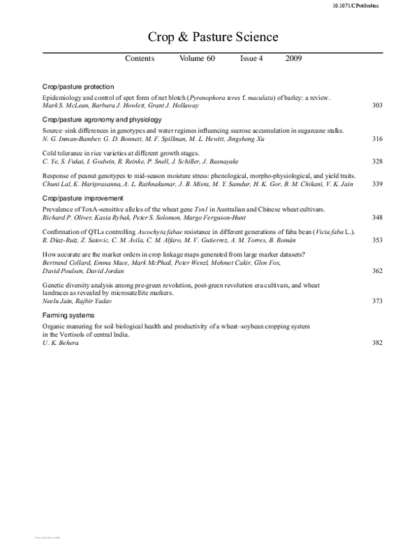 (PDF) Epidemiology and control of spot form of net blotch ( Pyrenophora ...