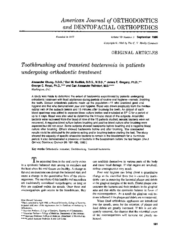 (PDF) Toothbrushing and transient bacteremia in patients undergoing ...