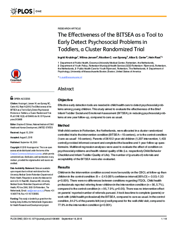 (PDF) The Effectiveness of the BITSEA as a Tool to Early Detect ...