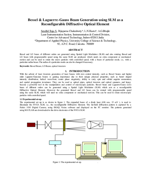 (PDF) Bessel & Laguerre-Gauss Beam Generation using SLM as a ...