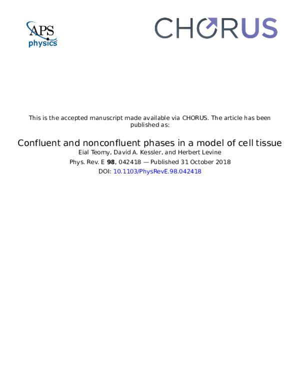 (PDF) Confluent and nonconfluent phases in a model of cell tissue