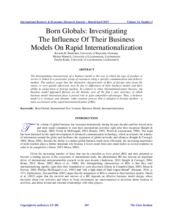 (PDF) Born Globals: Investigating The Influence Of Their Business ...
