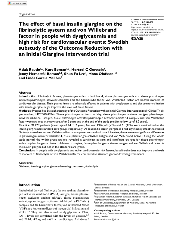 (PDF) The effect of basal insulin glargine on the fibrinolytic system ...