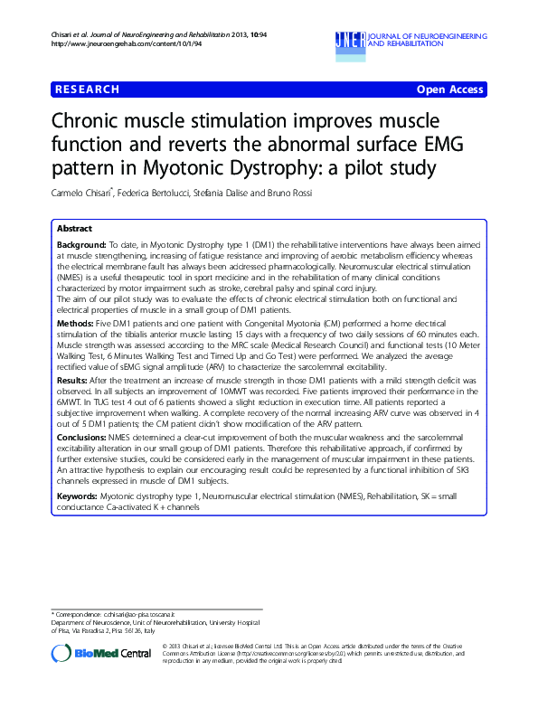(PDF) Chronic muscle stimulation improves muscle function and reverts ...
