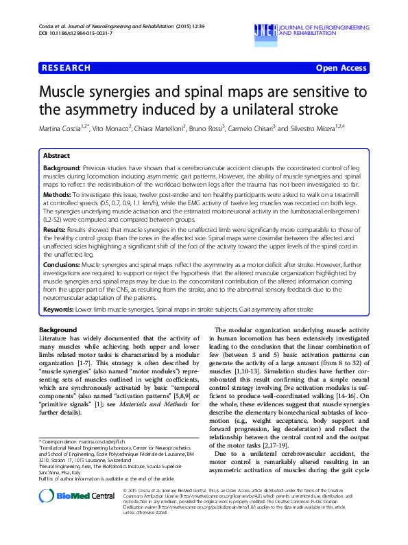 (PDF) Muscle Synergies and Spinal Maps Reflect Stroke-Induced Asymmetry