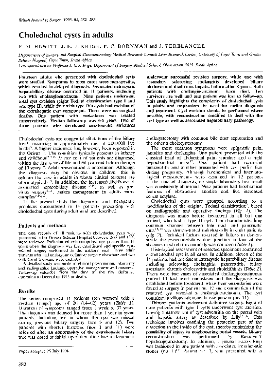 (PDF) Choledochal cysts in adults