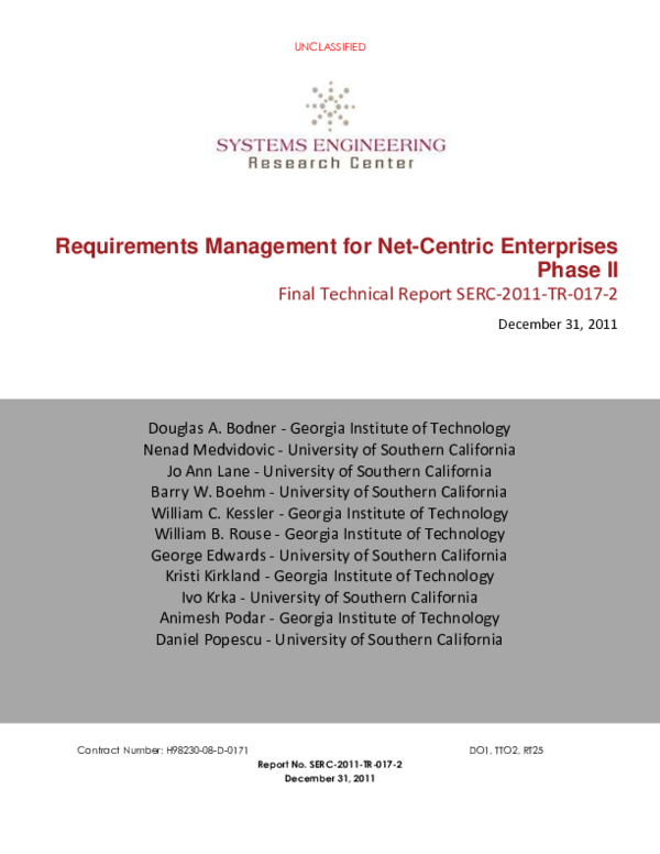 (PDF) Requirements Management for Net-Centric Enterprises. Phase 2 ...