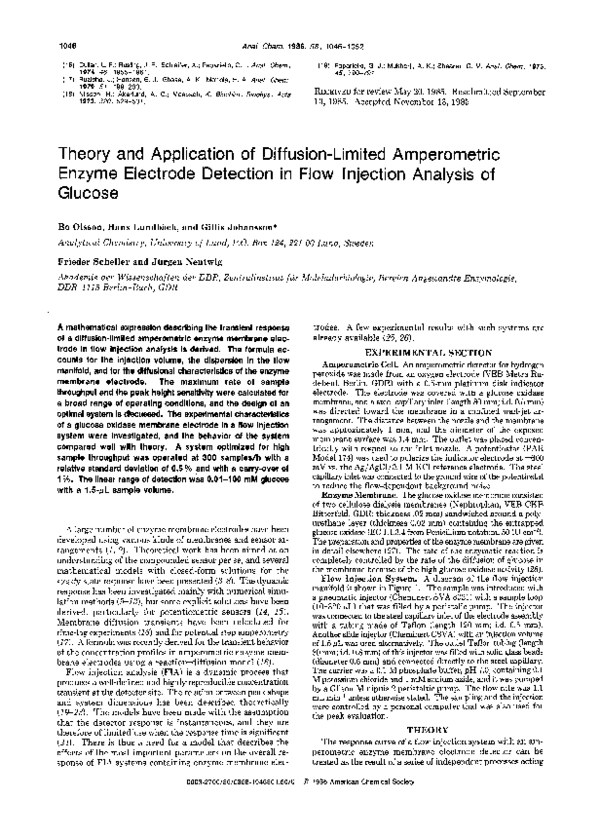 (PDF) Theory and application of diffusion-limited amperometric enzyme ...