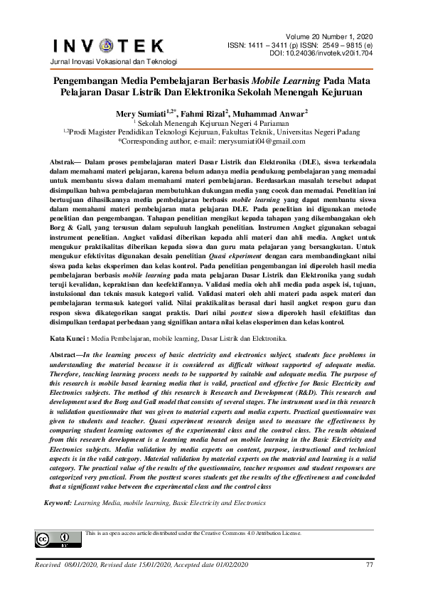 (PDF) Pengembangan Media Pembelajaran Berbasis Mobile Learning Pada Mata Pelajaran Dasar Listrik ...