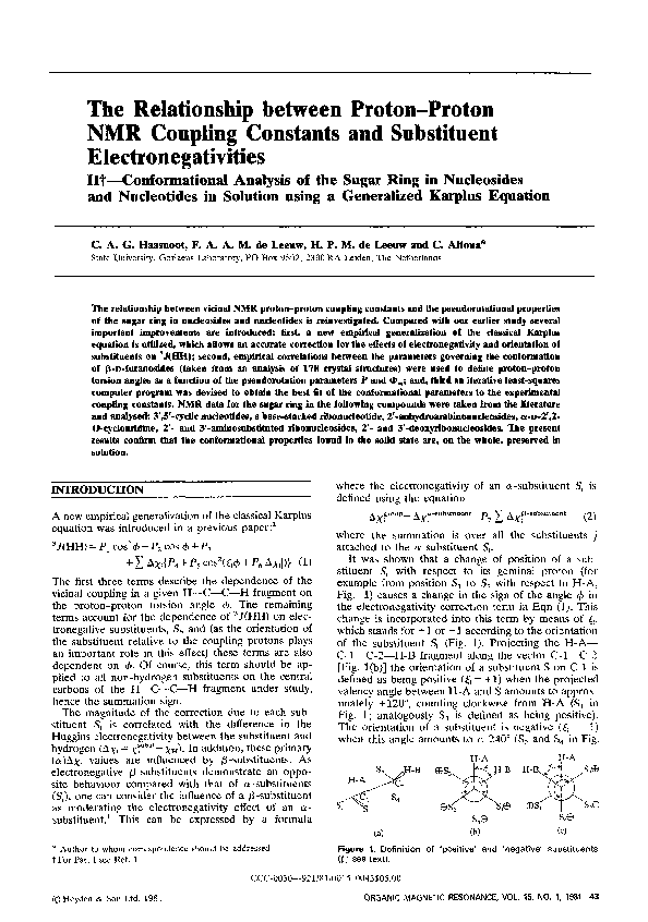 (PDF) The relationship between proton-proton NMR coupling constants and ...