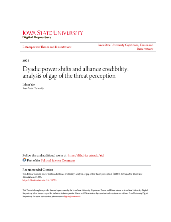 (PDF) Dyadic power shifts and alliance credibility: analysis of gap of ...