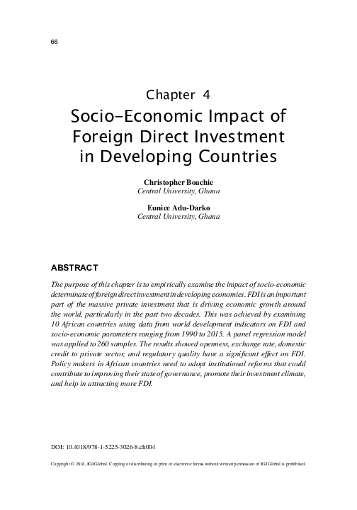 (PDF) Socio-Economic Impact of Foreign Direct Investment in Developing ...