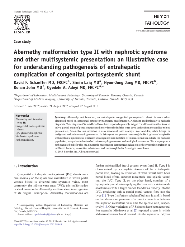 (PDF) Abernethy malformation type II with nephrotic syndrome and other ...