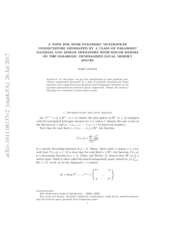 (PDF) A note for some parabolic multilinear commutators generated by a class of parabolic ...