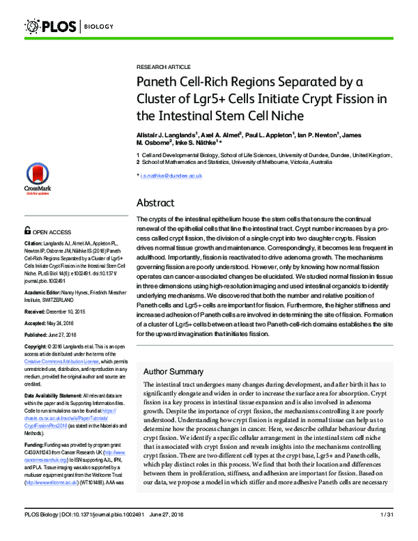 (PDF) Paneth Cell-Rich Regions Separated by a Cluster of Lgr5+ Cells ...