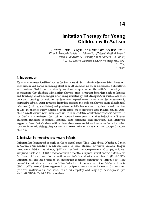 (PDF) Imitation Therapy for Young Children with Autism