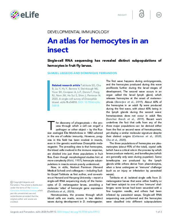 (PDF) An atlas for hemocytes in an insect