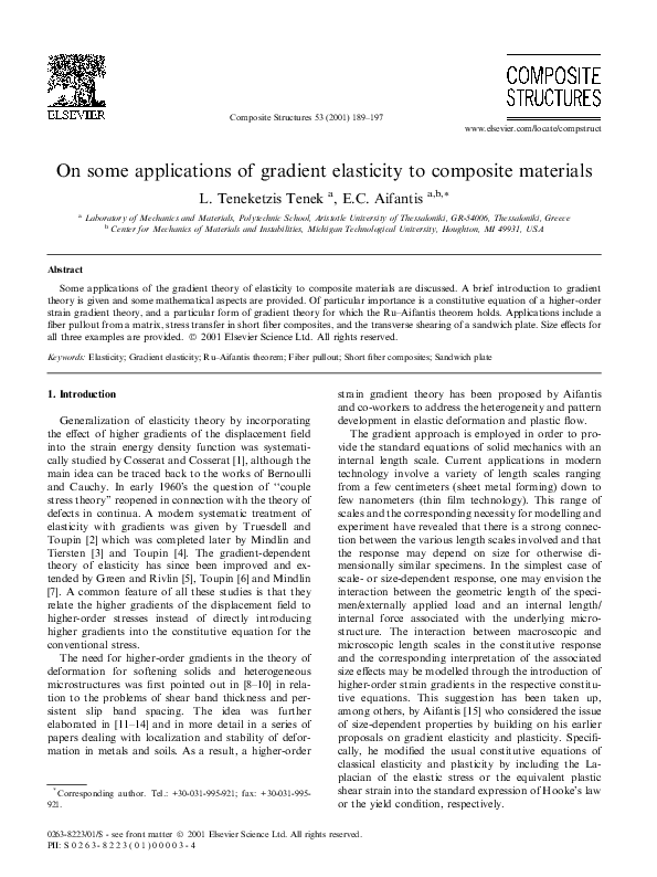(PDF) On some applications of gradient elasticity to composite materials