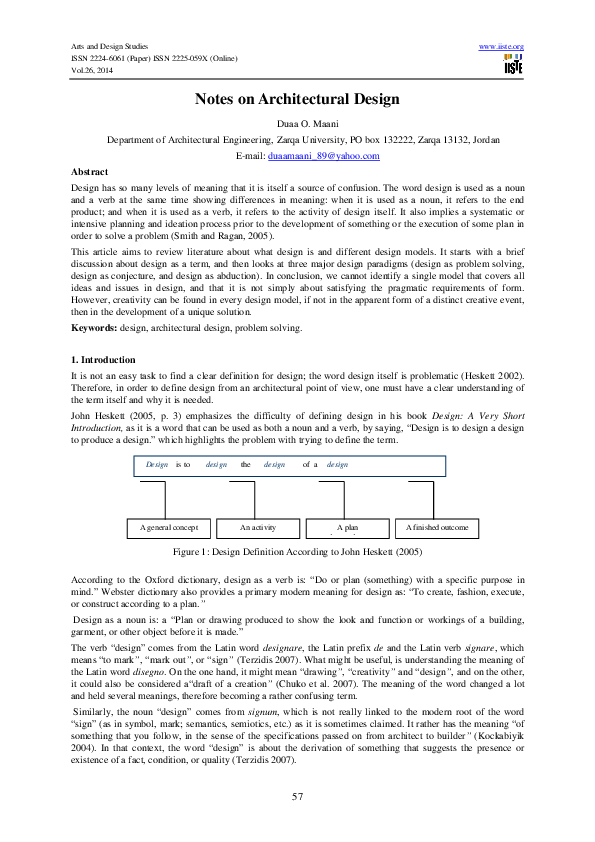 (PDF) Notes on Architectural Design